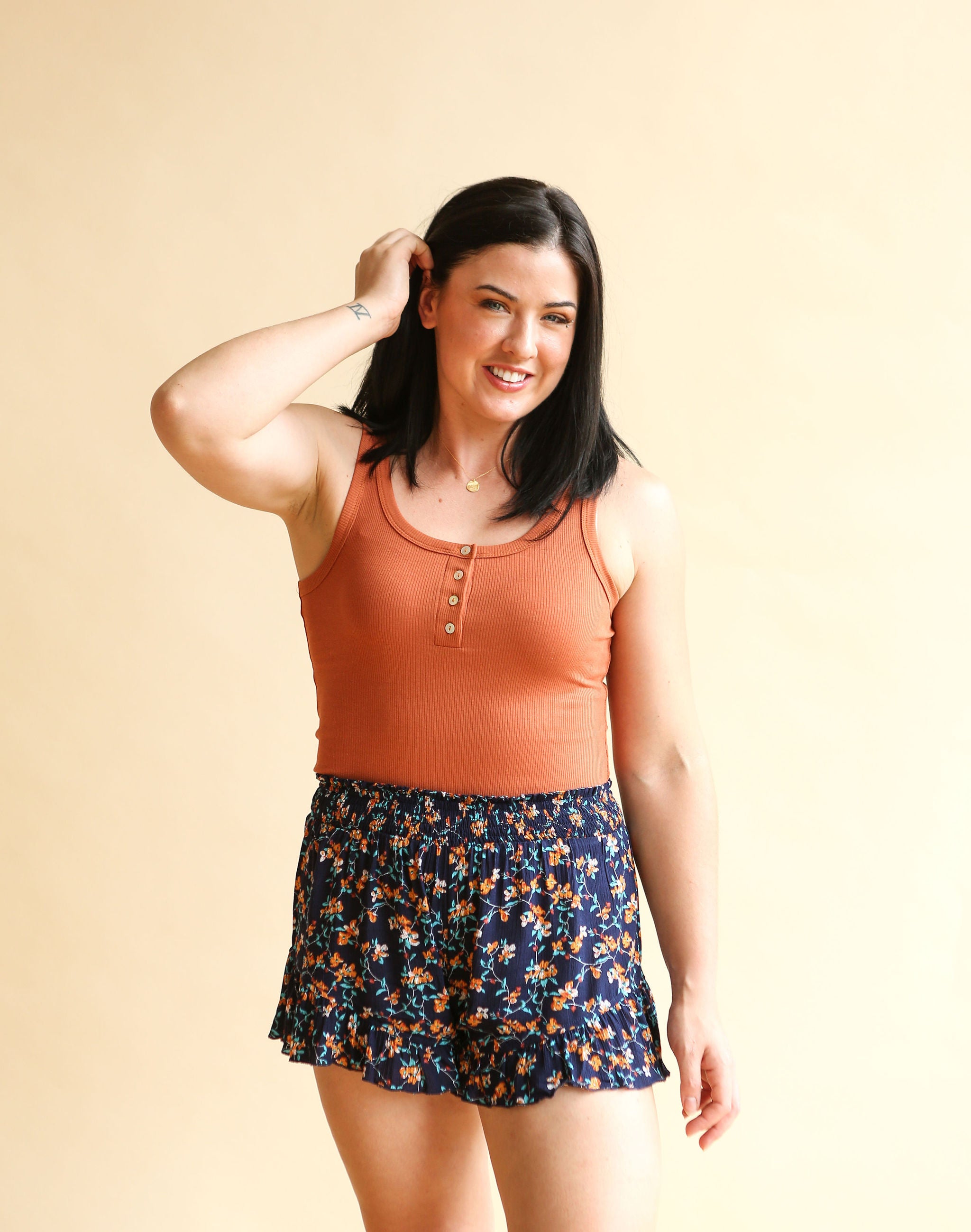 MIRROR IMAGE BOUTIQUE - GOOD KARMA Orange Henley Tank – Mirror Image ...